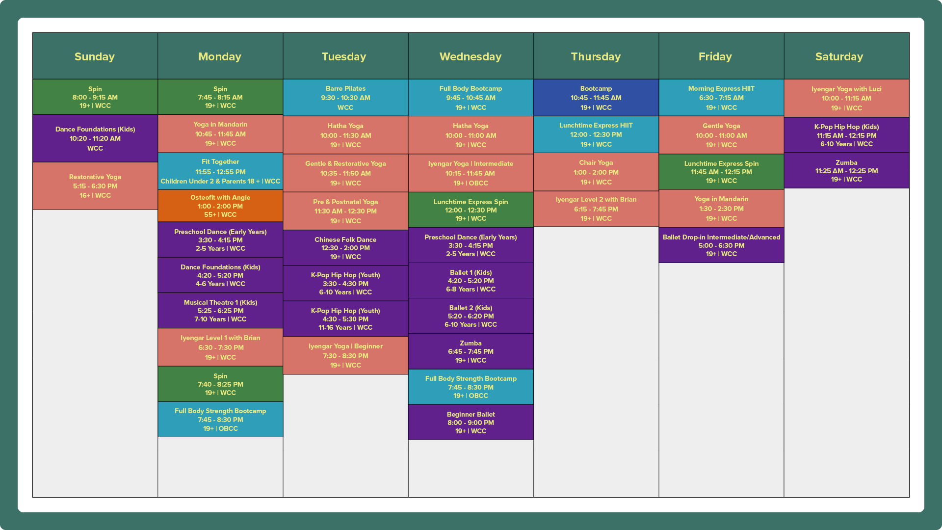 UNA | Drop-In Schedules - UNA